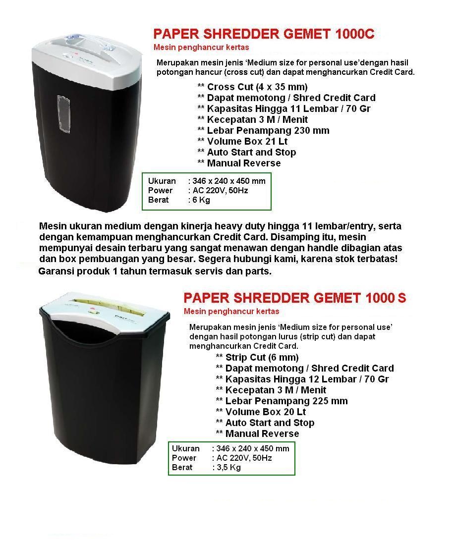 PAPER SHREDDER GEMET 1000C